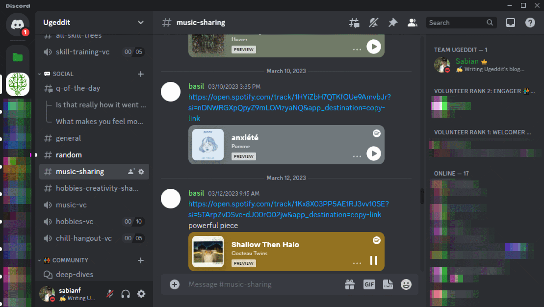 New channels, activities - Ugeddit